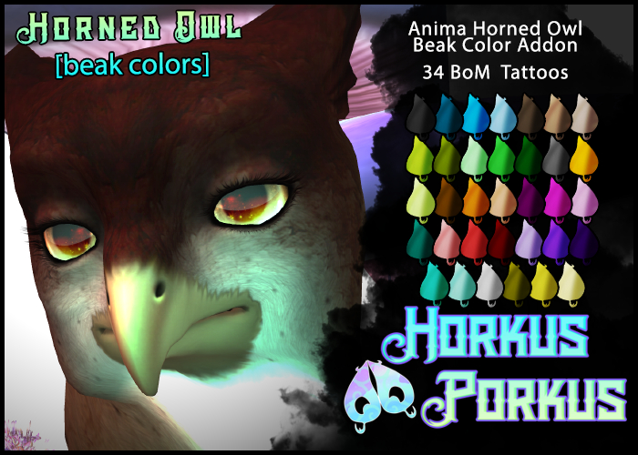 Second Life Marketplace - [HkPk] Addon for Anima Horned Owl - Beak Colors